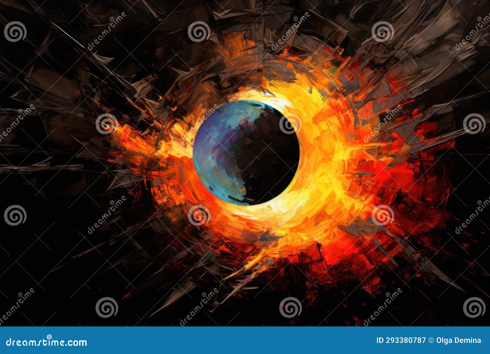 Digital Art of Lunar Eclipse: Abstract Night Sky with Surreal Cosmic ...