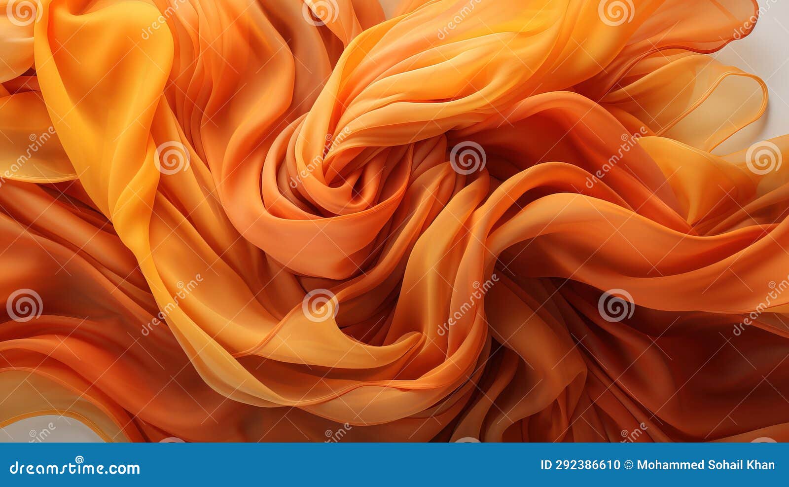 Digital Art of Oarnge Textile Transparent Silky Wavy Fabric Background ...