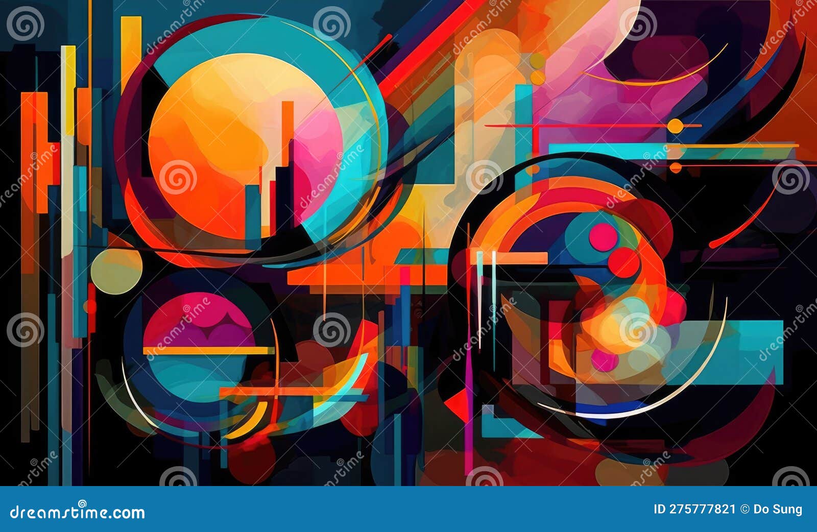 Digital Art Painting Red Blue Stock Illustration - Illustration of ...