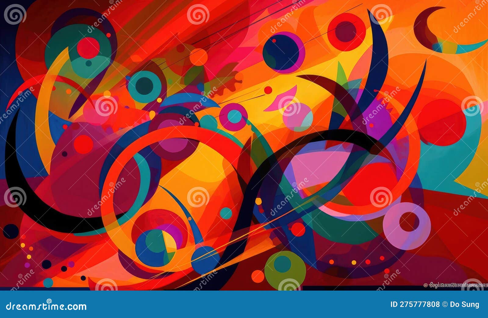 Digital Art Painting Red Blue Stock Illustration - Illustration of ...