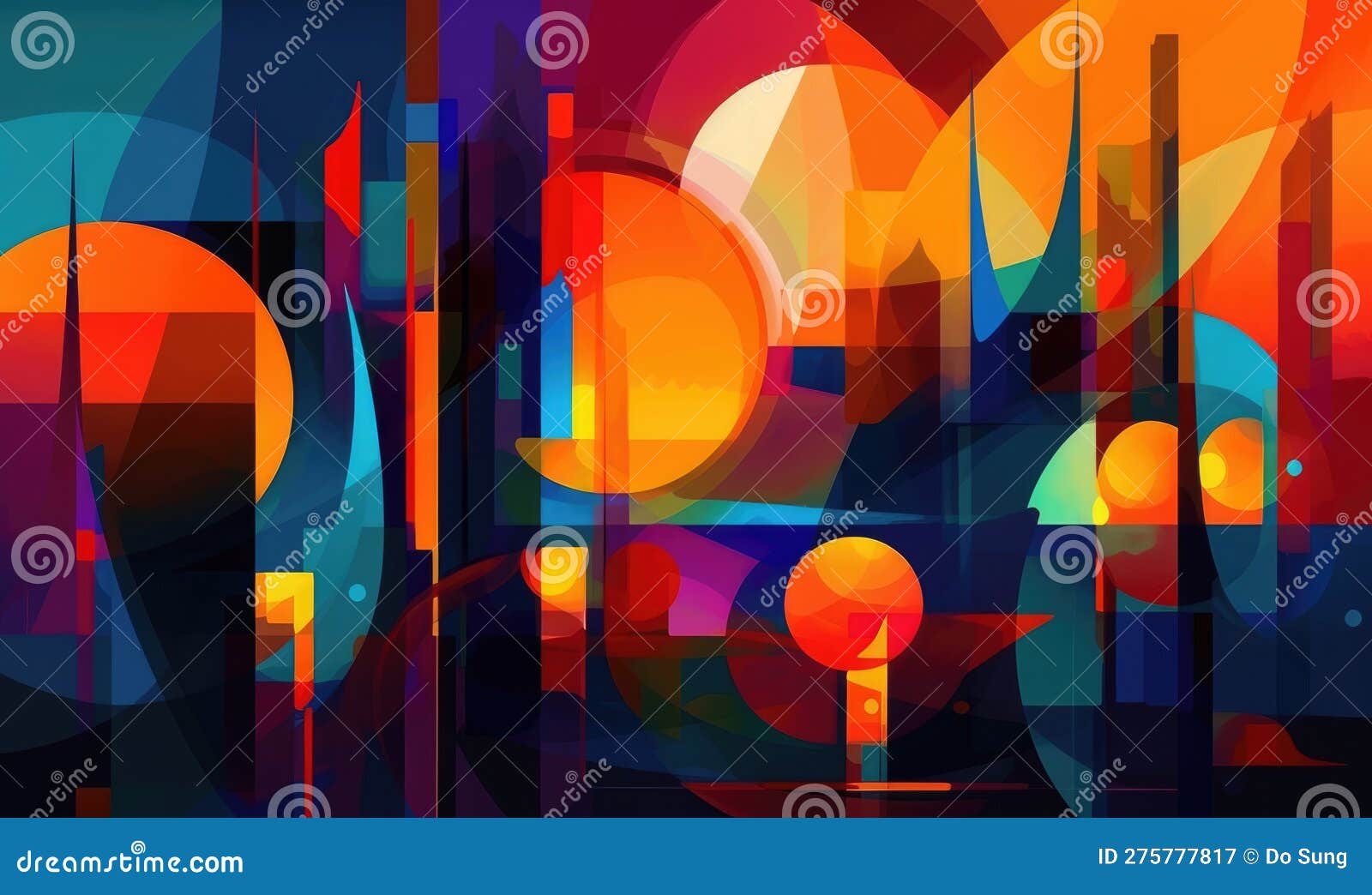 Digital Art Painting Red Blue Stock Illustration - Illustration of ...