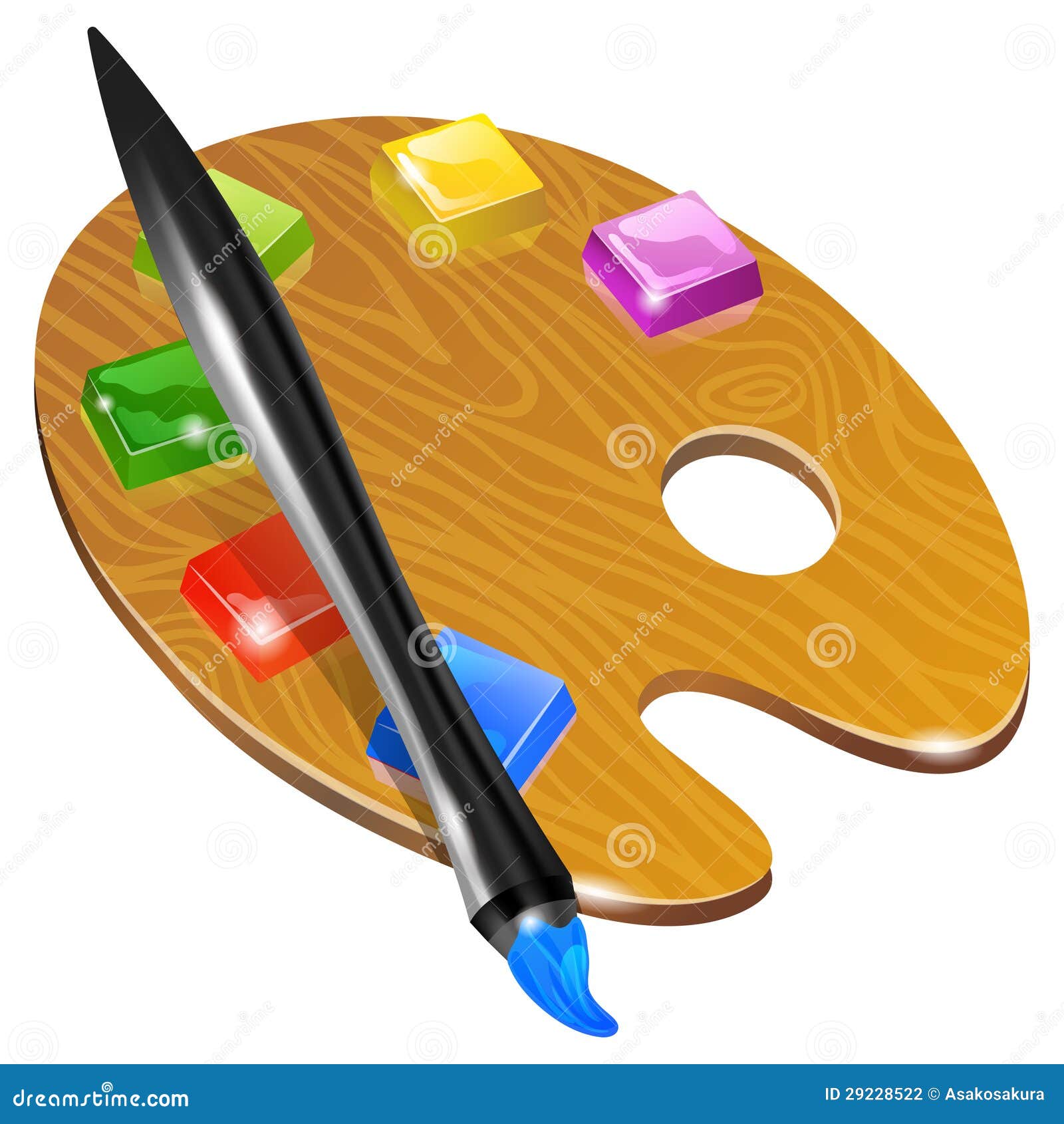 Digital Art Palette with Paint Brush and Keys Stock Vector ...