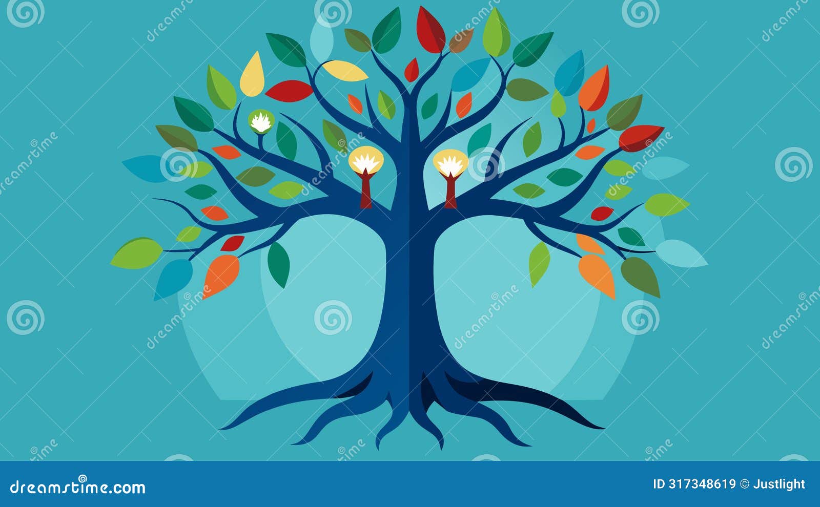 A Digital Art Piece Showing a Tree with Roots Representing Various ...