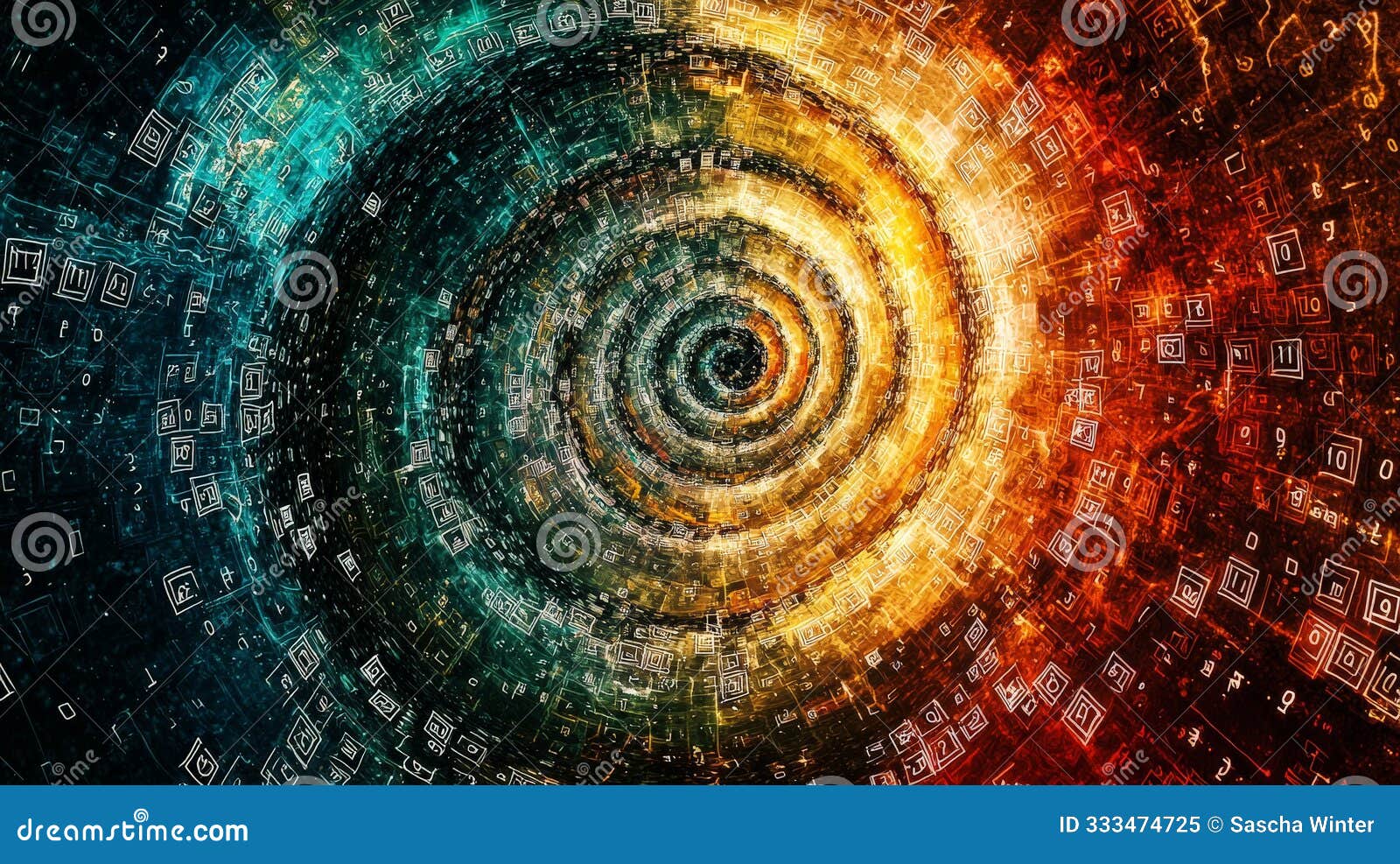 This Digital Art Piece Vividly Illustrates Random Numbers Spiraling ...