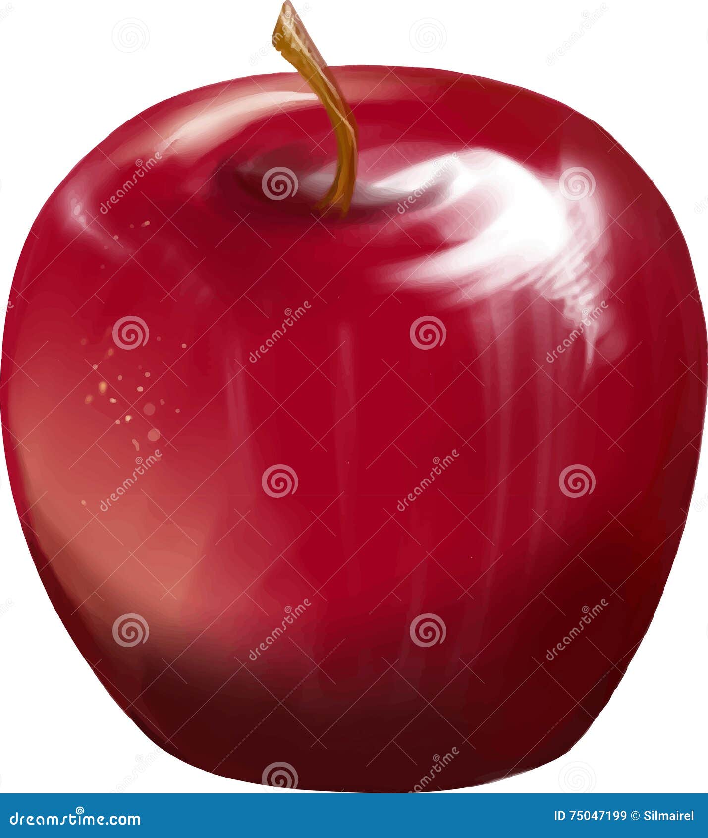 Digital Art Red Shiny Apple Isolated Vector Stock Vector - Illustration ...