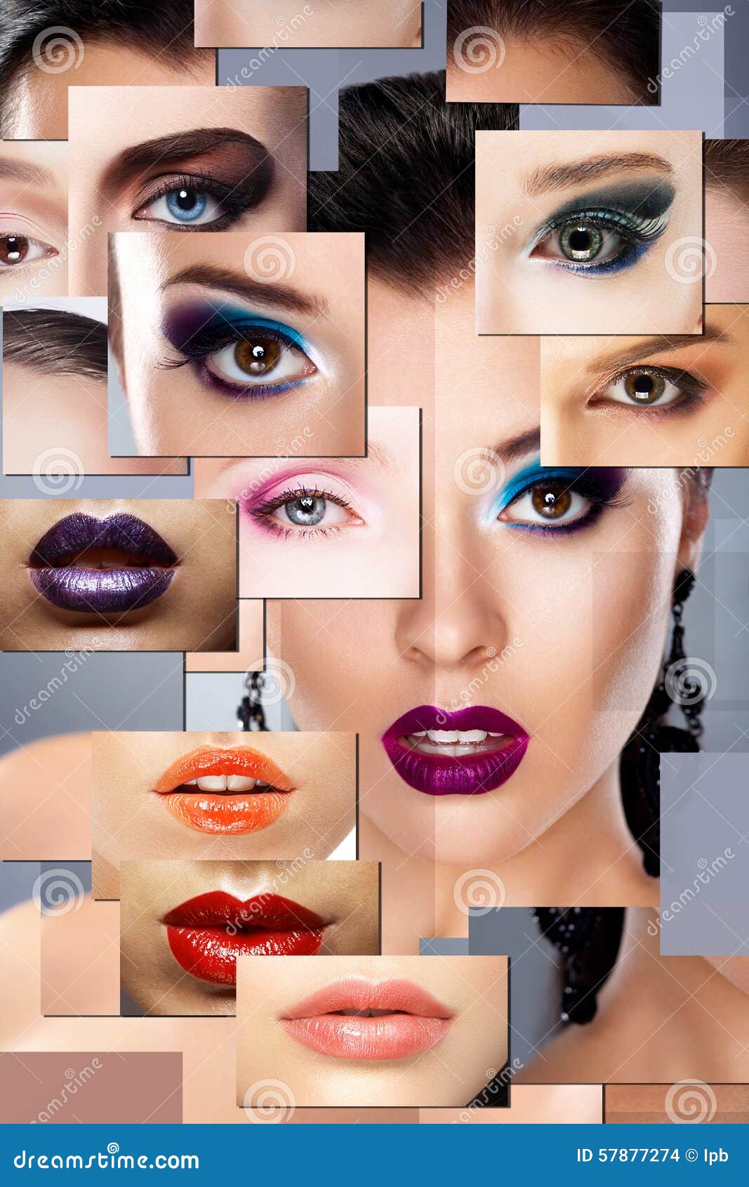 Digital Art. Set of Women S Faces with Colorful Makeup Stock Photo ...
