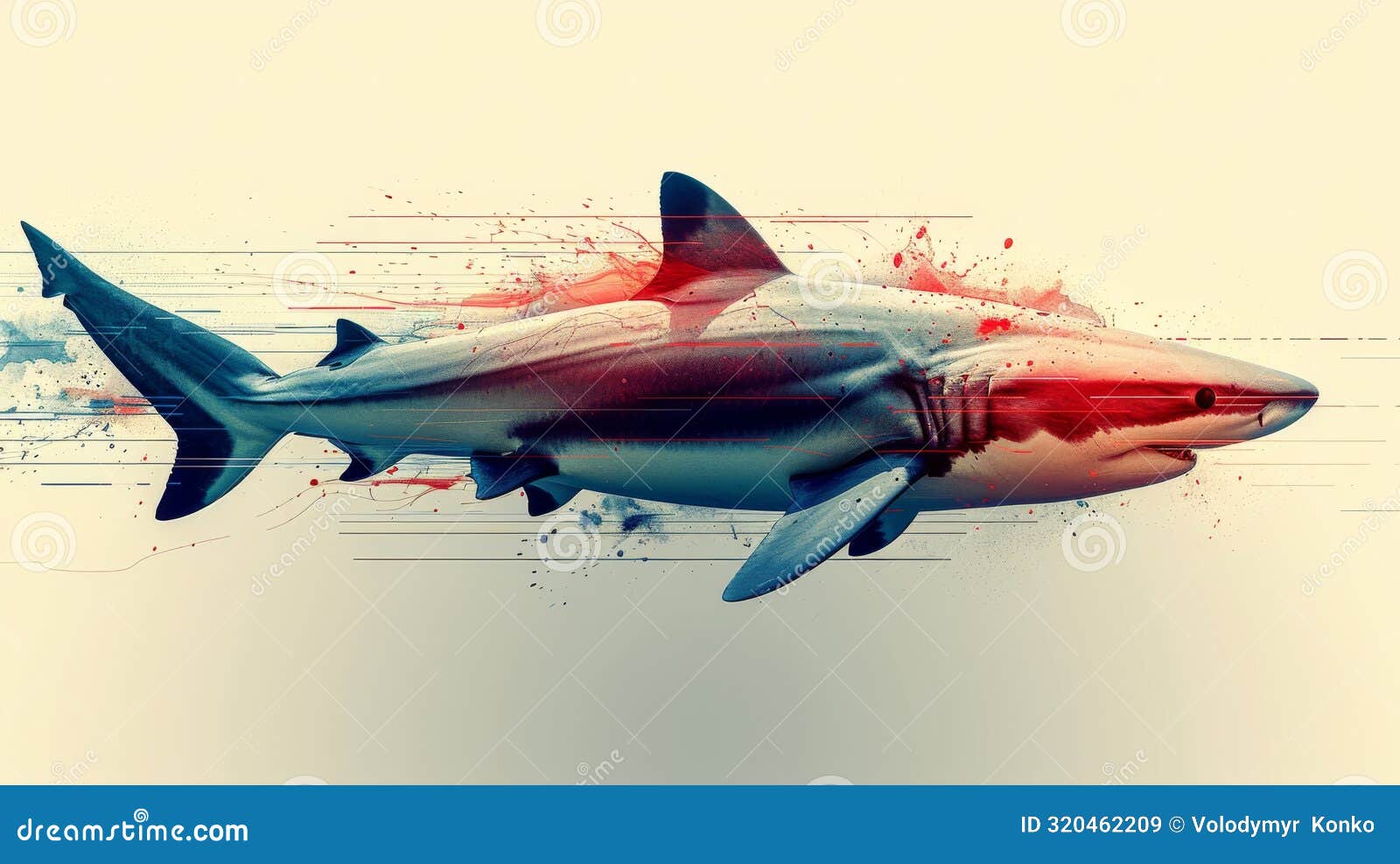 Digital Art of a Shark with Splash Effects Stock Image - Image of ...