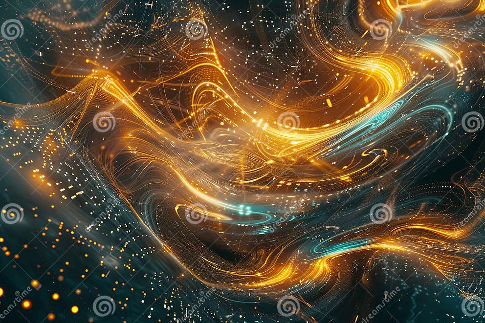 Digital Art Showing Complex Big Data Visualization With Information