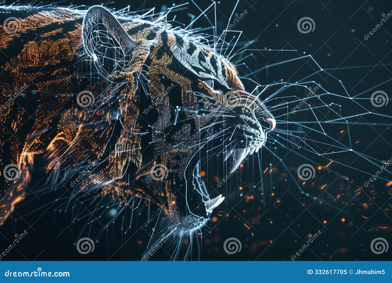 Digital Tiger Roar stock image. Image of glowing, nature - 332617705