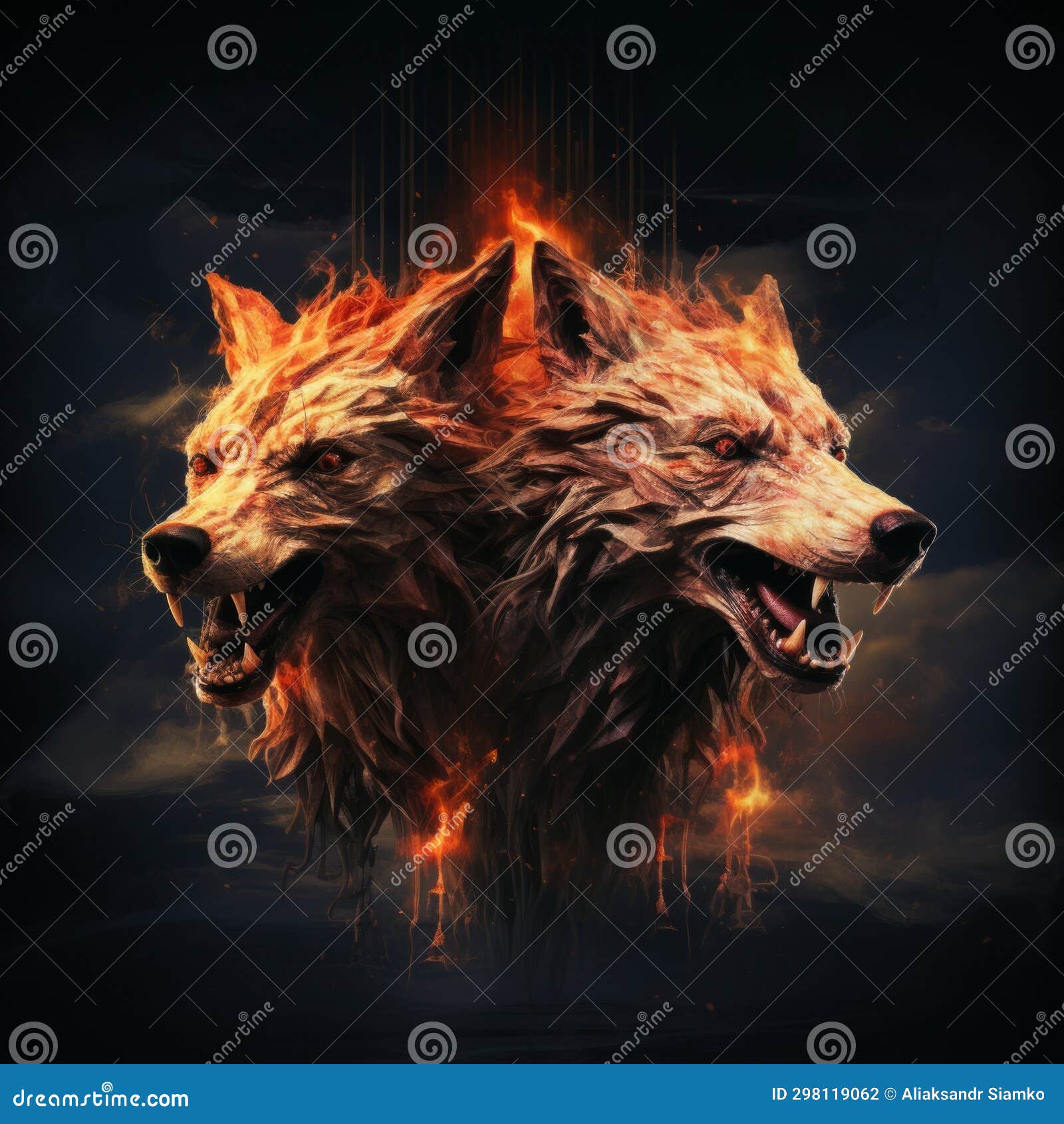 A Digital Art of Two Wolves Stock Photo - Image of decoration, wild ...