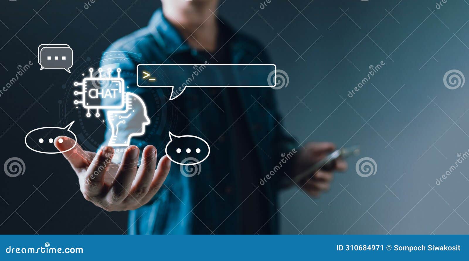 Digital Artificial Intelligence (AI) Technology Disruption Concept.man ...