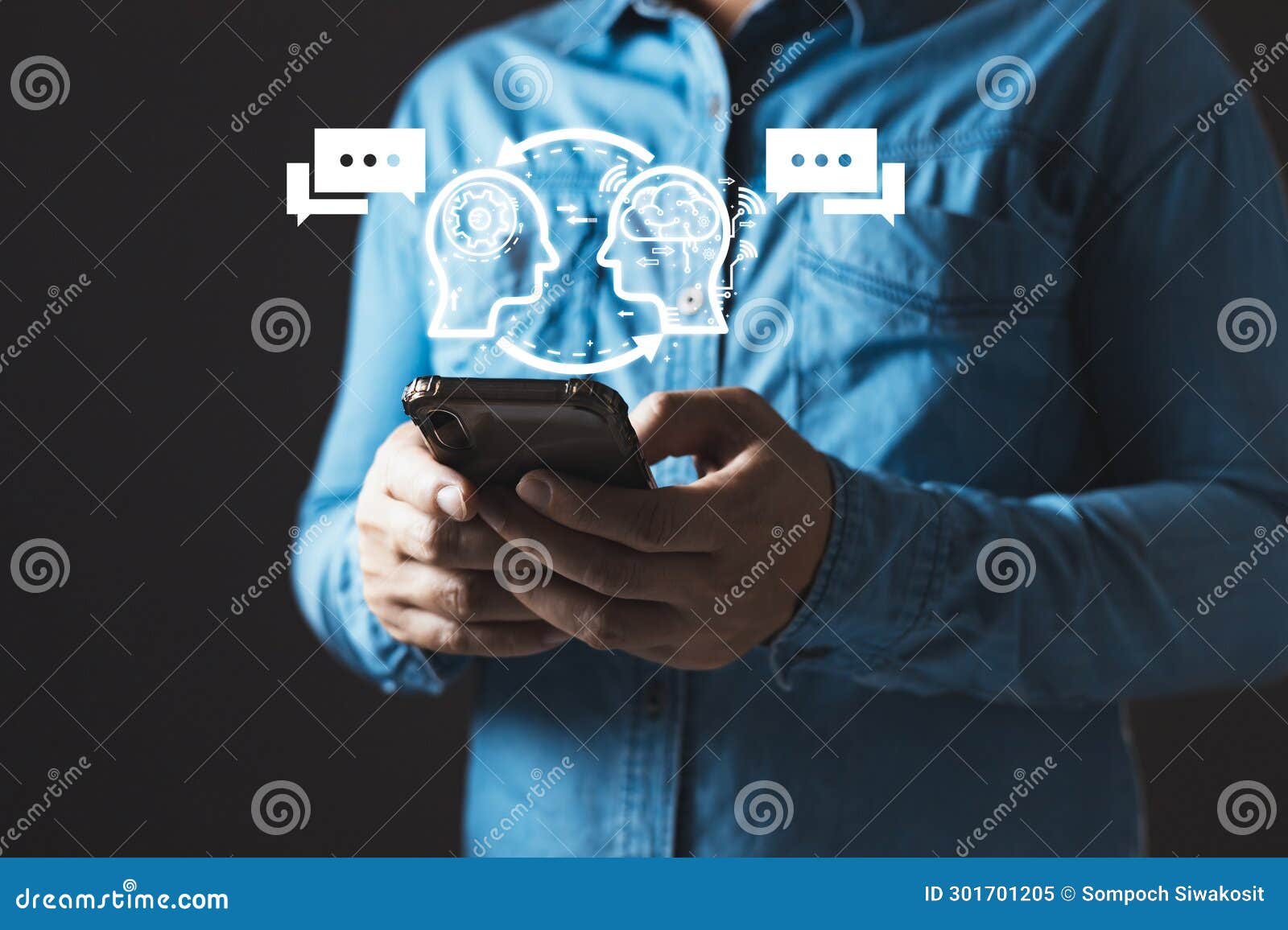 Digital Artificial Intelligence (AI) Technology Disruption Concept.man ...