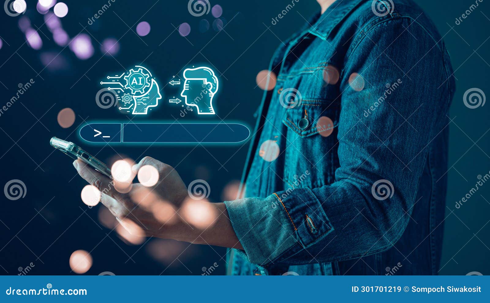 Digital Artificial Intelligence (AI) Technology Disruption Concept.man ...