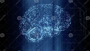 Digital Artificial Intelligence Bright Blue Brain Apperas in Binary Data Scan Stock Illustration ...