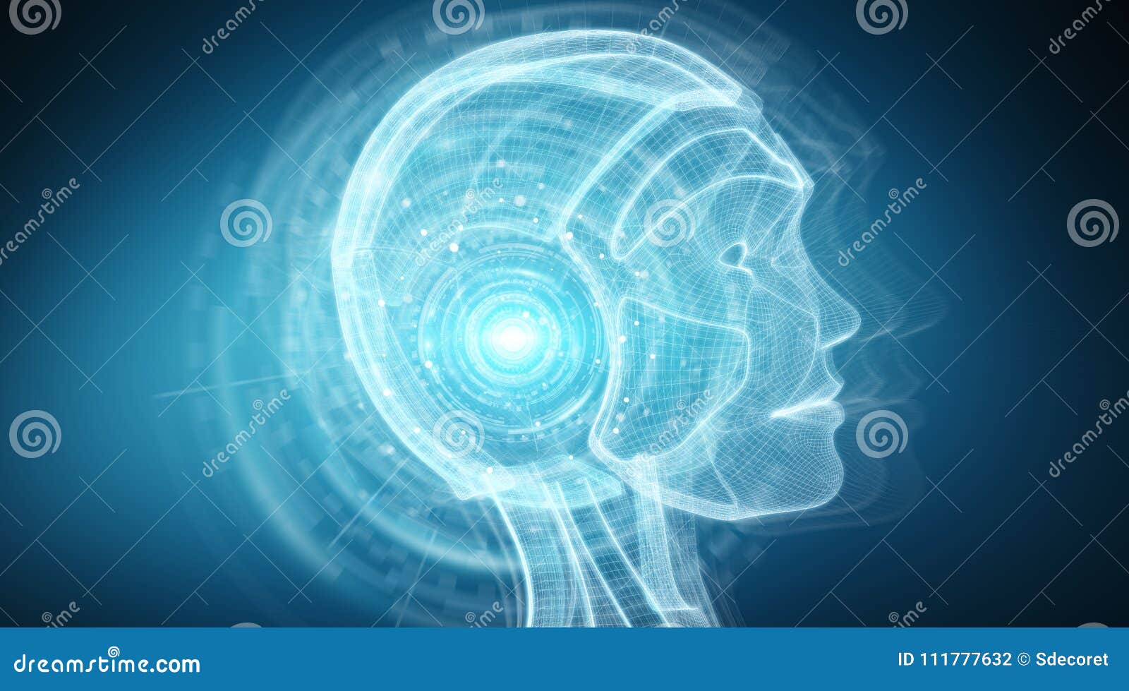 Digital Artificial Intelligence Cyborg Interface 3D Rendering Stock ...