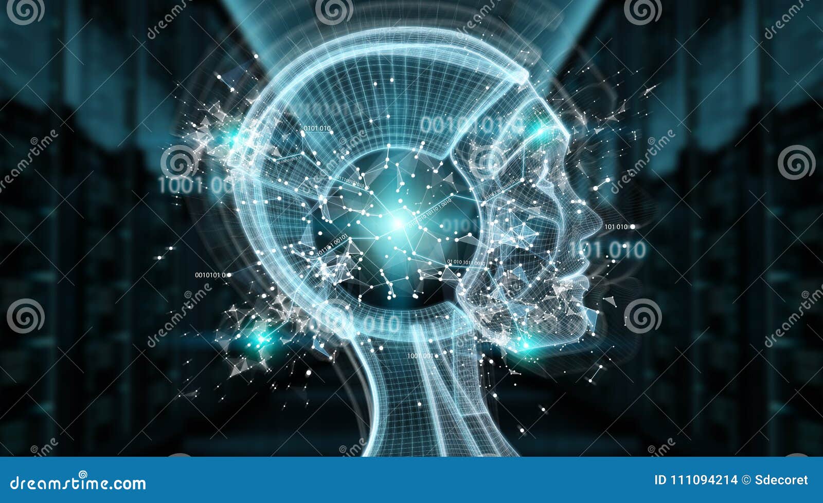 Digital Artificial Intelligence Cyborg Interface 3D Rendering Stock ...