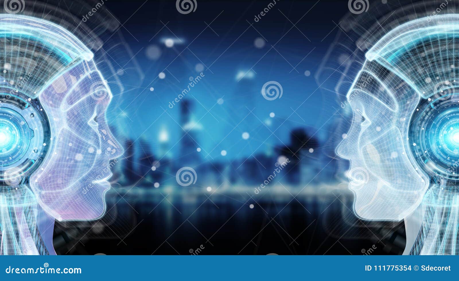 Digital Artificial Intelligence Cyborg Interface 3D Rendering Stock ...