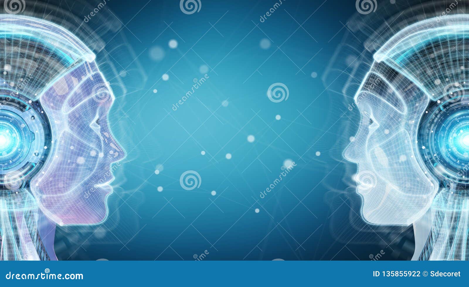 Digital Artificial Intelligence Cyborg Interface 3D Rendering Stock ...