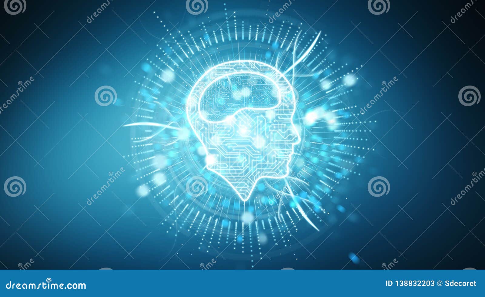 Digital Artificial Intelligence Icon Hologram 3D Rendering Stock ...