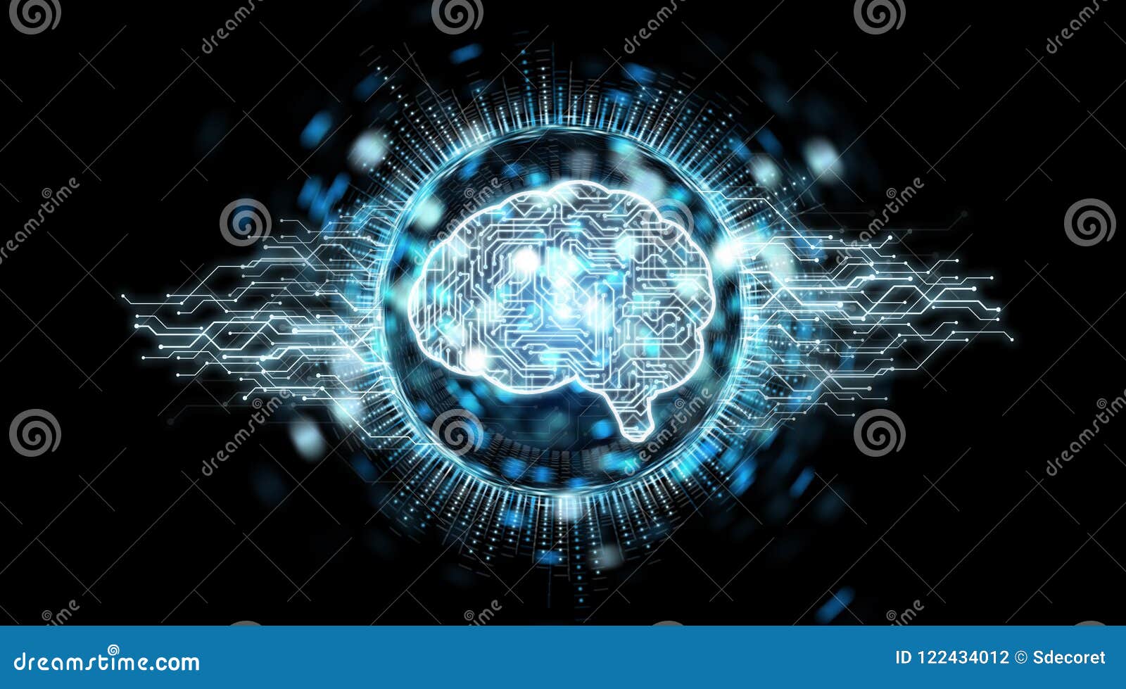 Digital Artificial Intelligence Icon Hologram 3D Rendering Stock ...