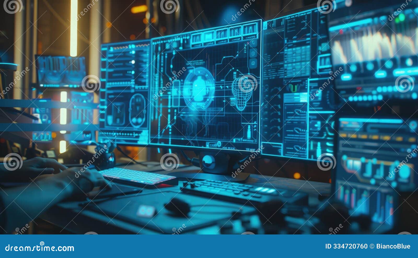 Digital Artist with AI in High-Tech Studio AIG60 Stock Photo - Image of ...