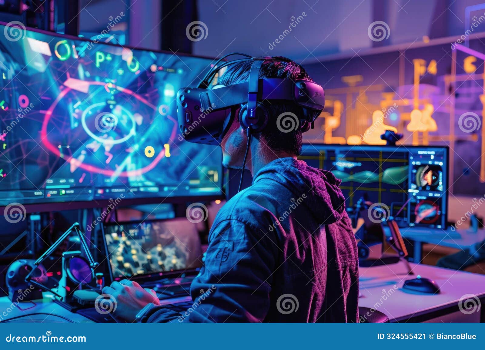 Digital Artist with AI in Immersive Studio AIG60 Stock Image - Image of ...