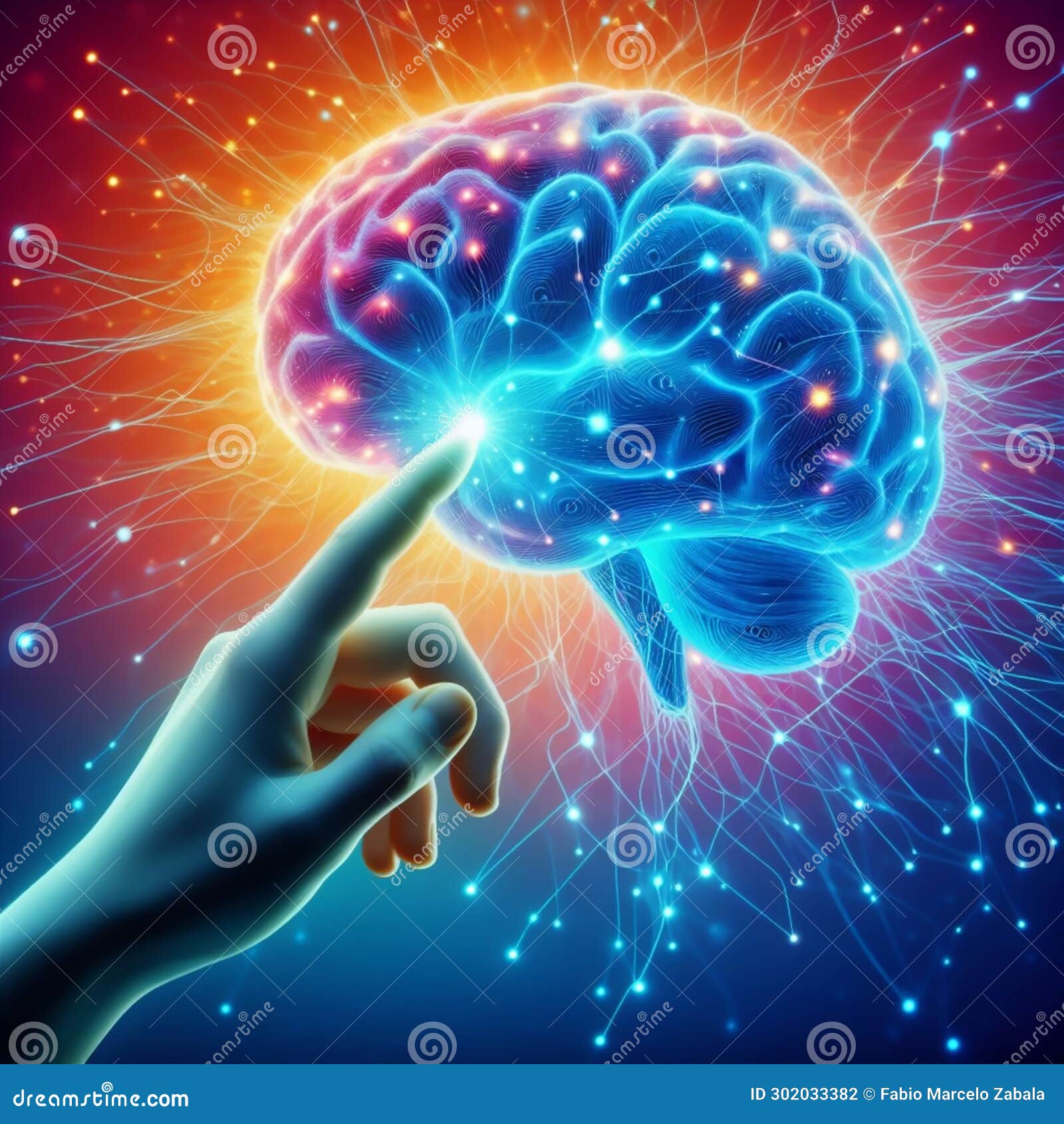 Digital Artistic Representation of the Human Brain, Made by Artificial ...