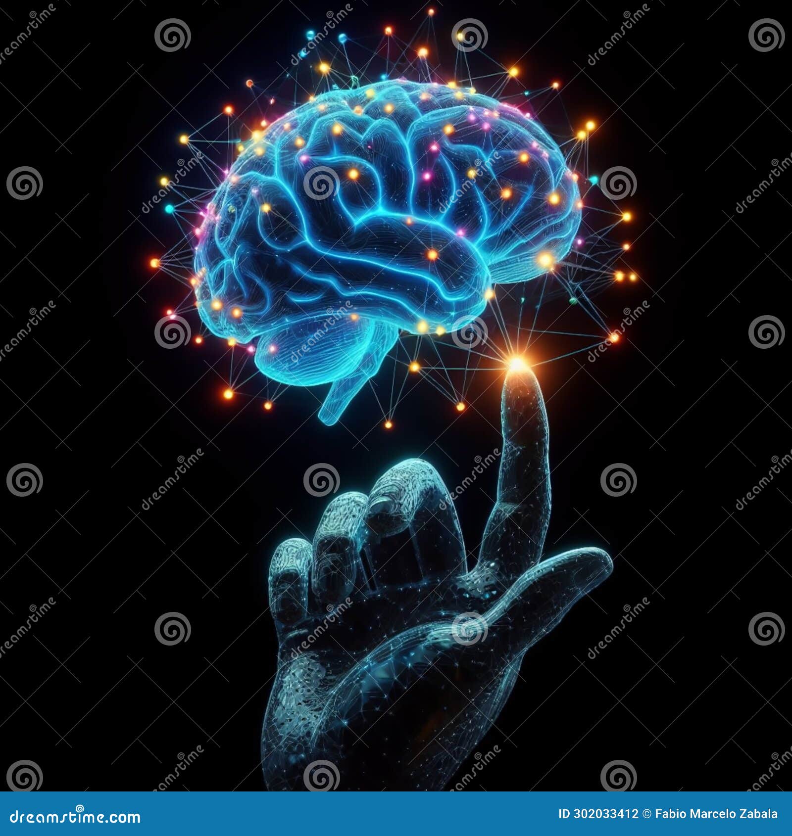 Digital Artistic Representation of the Human Brain, Made by Artificial ...