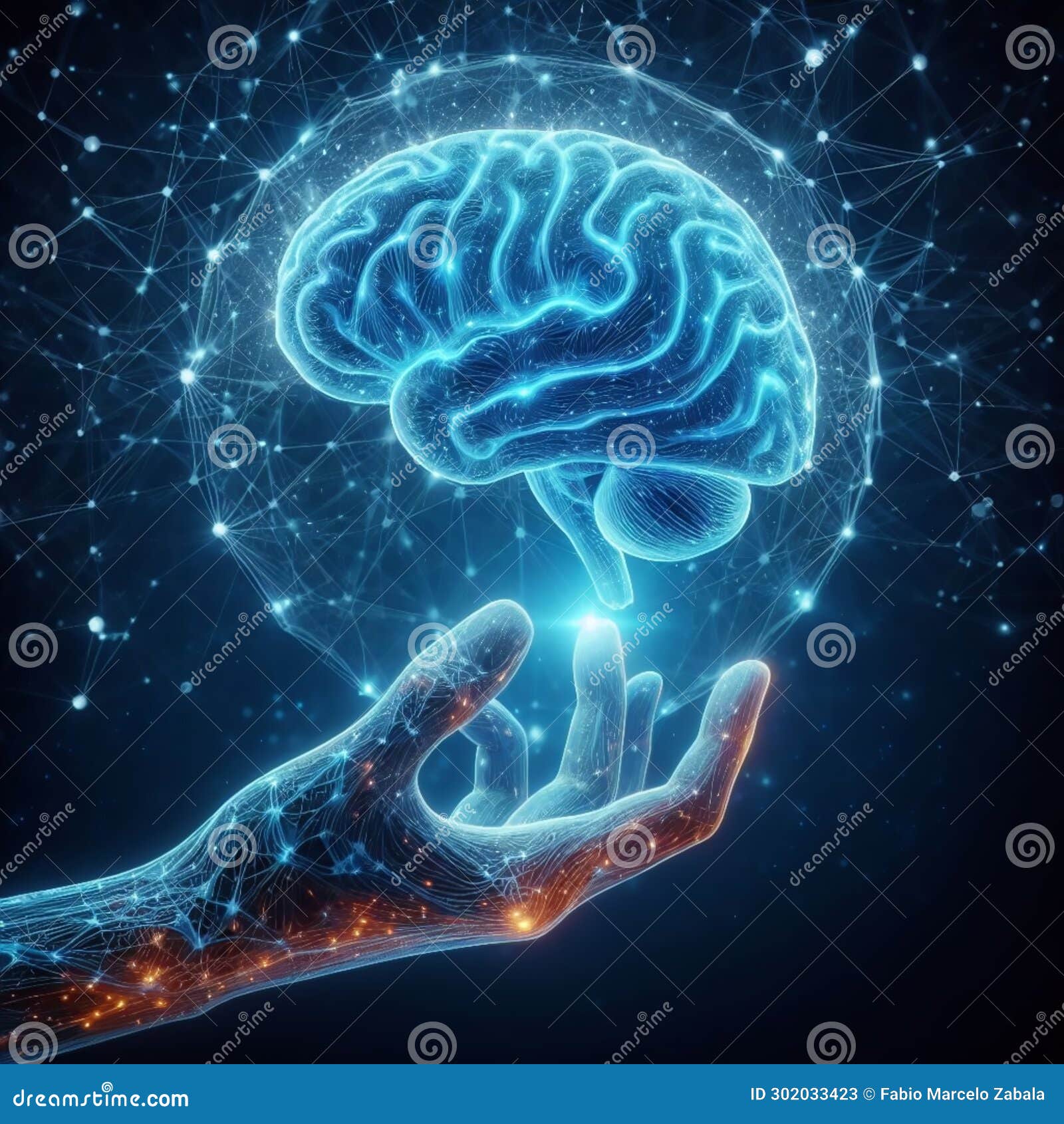 Digital Artistic Representation of the Human Brain, Made by Artificial ...