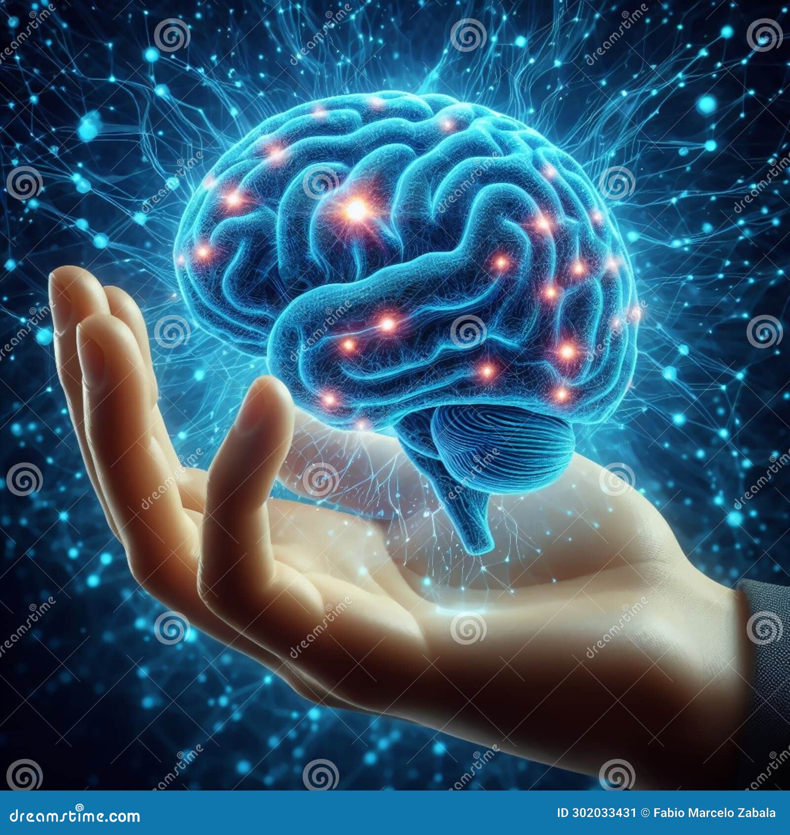 Digital Artistic Representation of the Human Brain, Made by Artificial ...