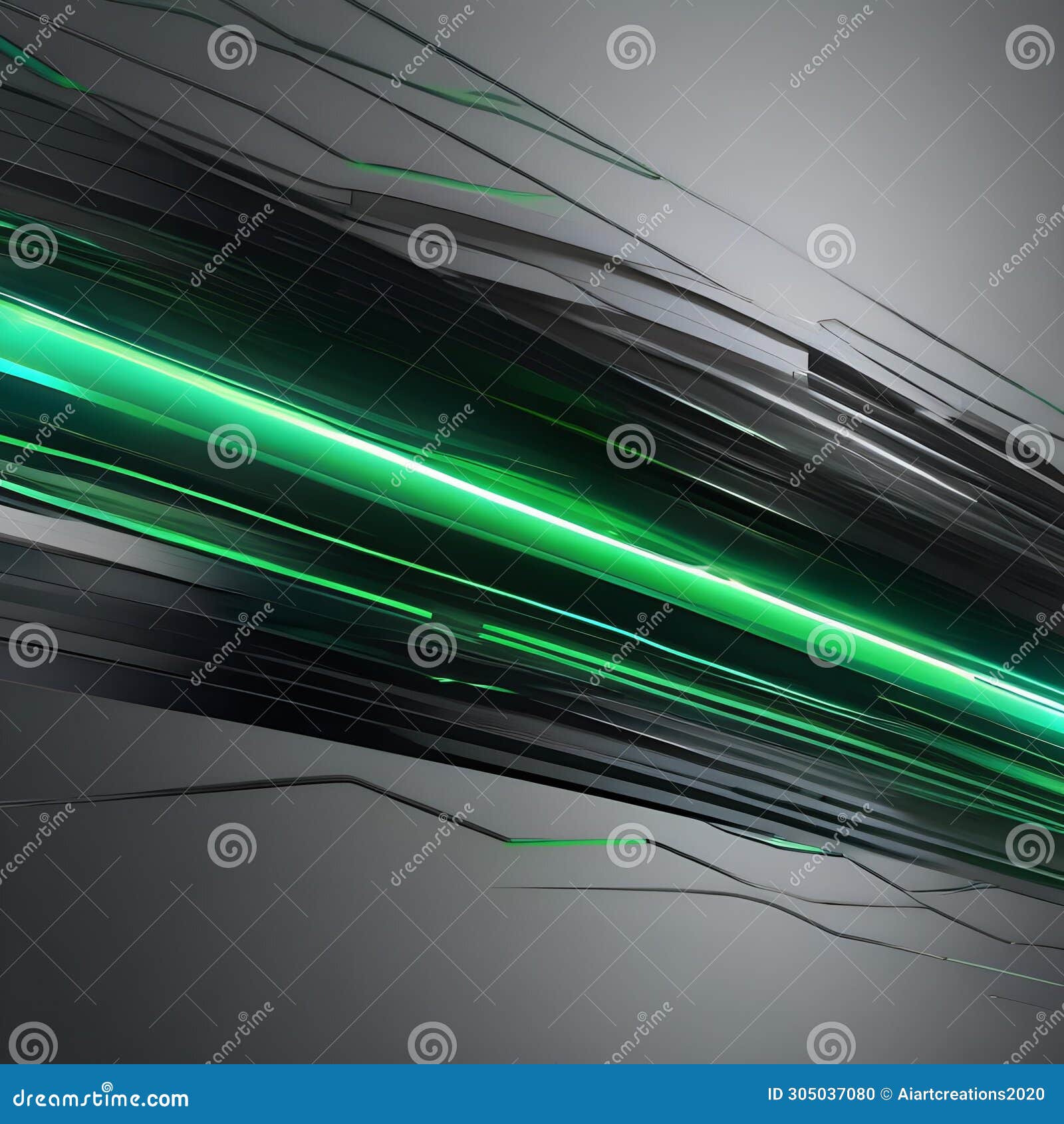 Digital Artwork with Abstract Green Neon Lines, Pulsating and Creating ...
