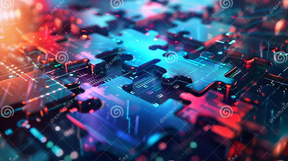 Digital Artwork of Api Integration with Interlocking Puzzle Pieces on ...