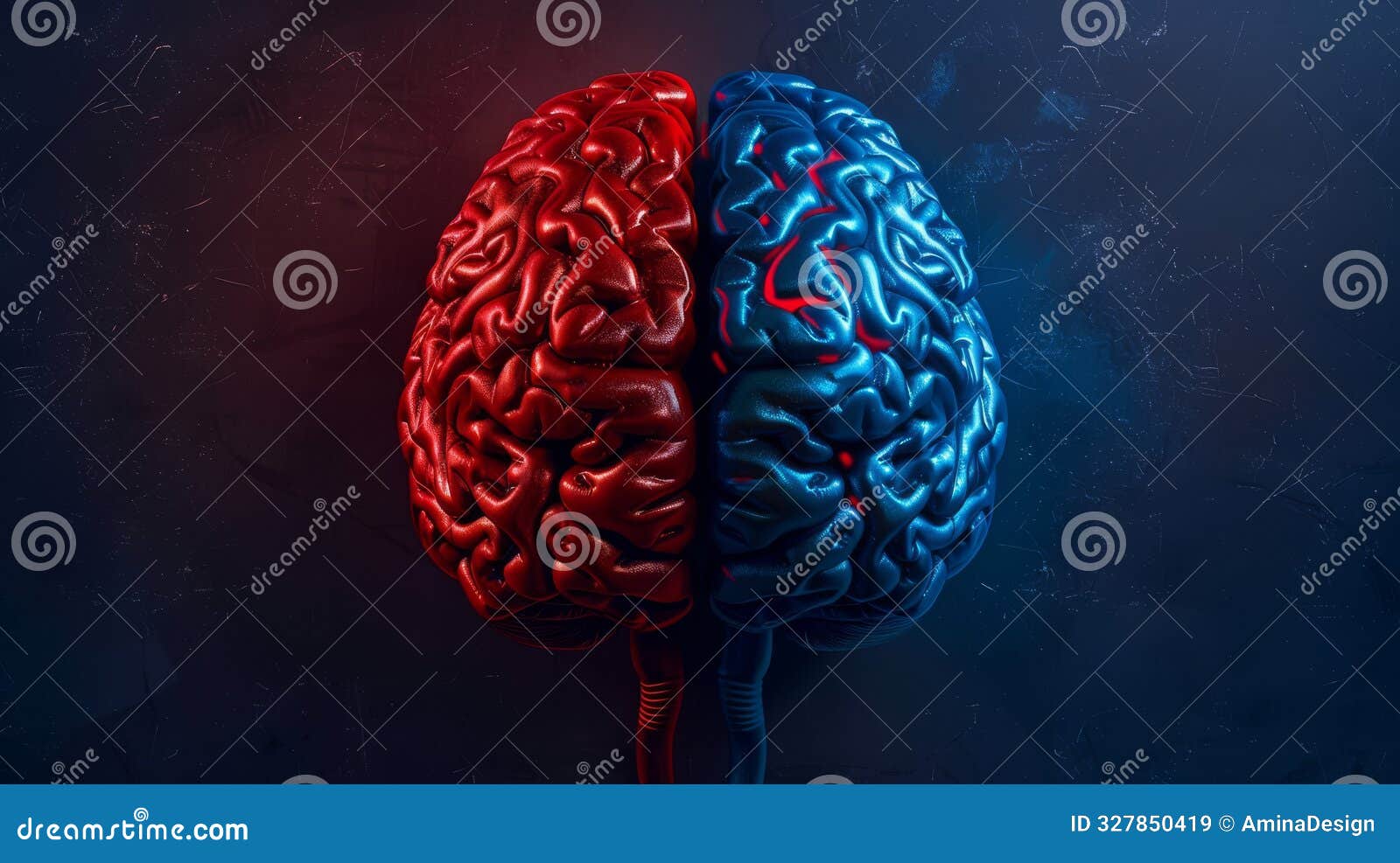 Digital Artwork of Colorful Human Brain Split in Half, One Side Red and ...