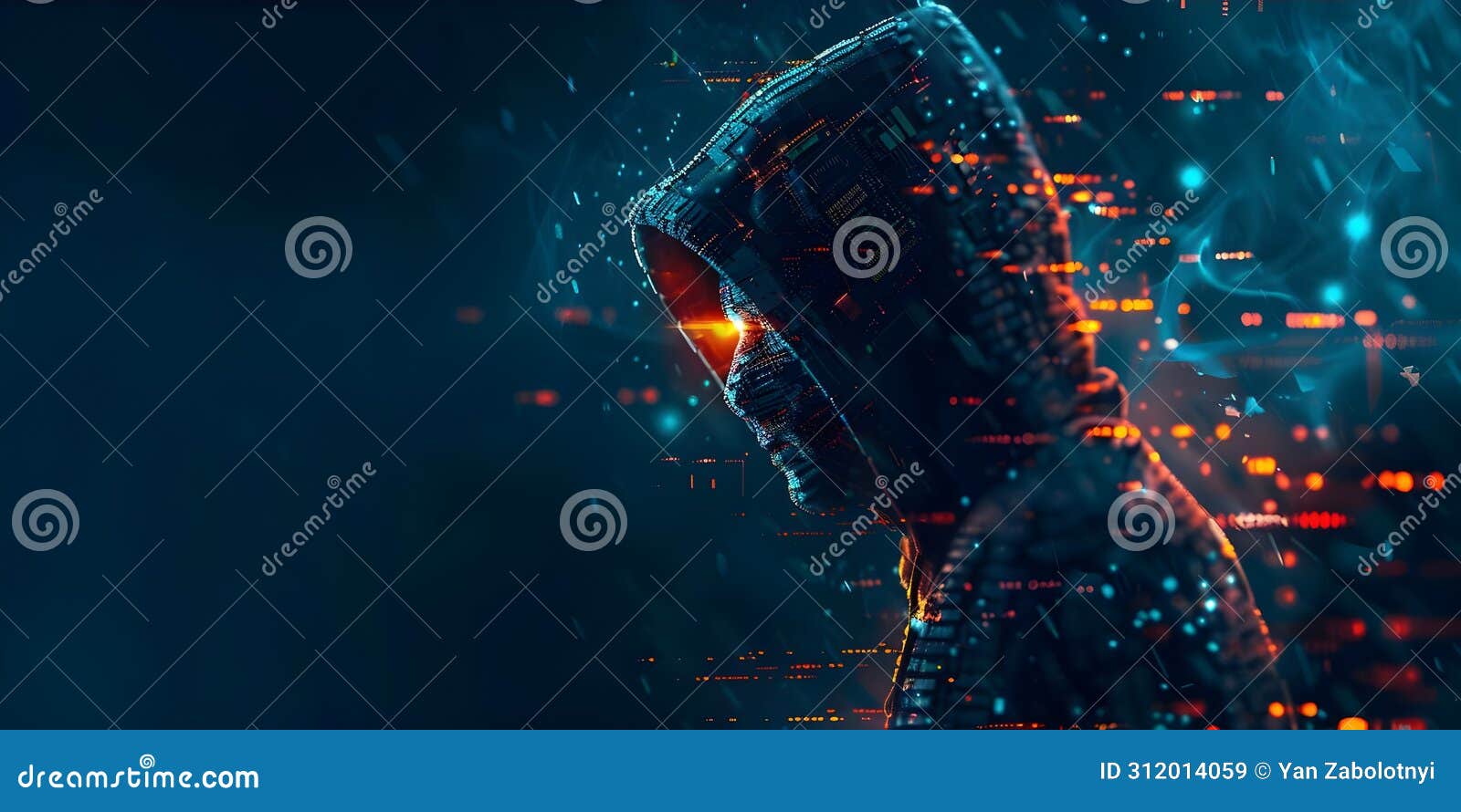 A Digital Artwork Of A Computer Hacker Made Of Diodes Representing A ...