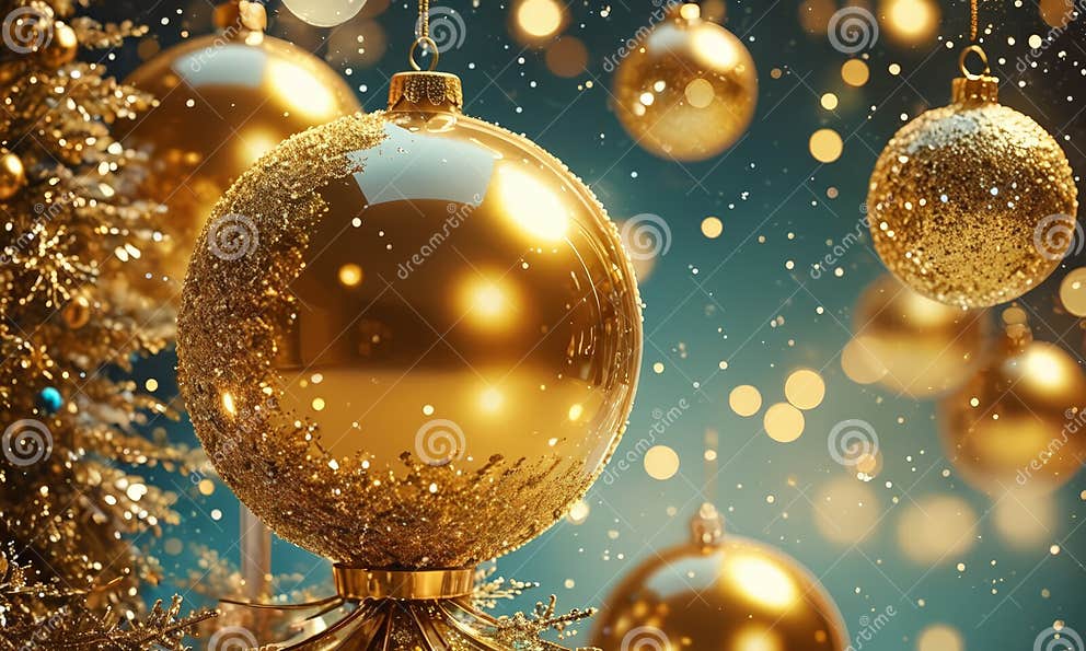 Bunch Gold Christmas Balls Hanging from Tree Stock Illustration ...