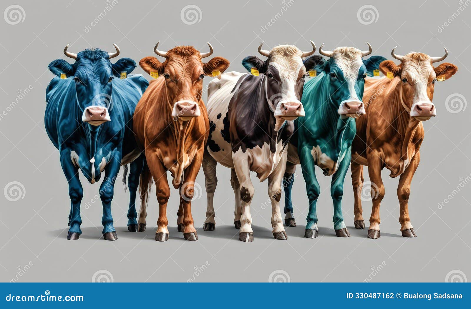 A Group Of Cows, Lambs And Giraffes Behind Of A Wooden Signboard ...