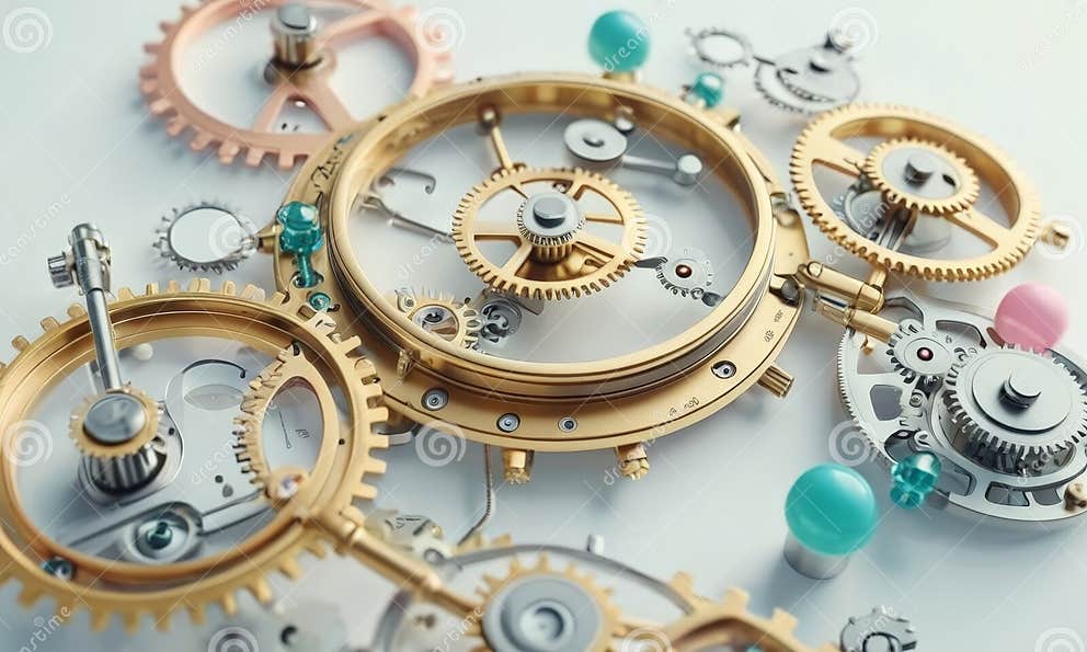 Group Gold and Silver Gears on Blue Background Stock Illustration ...