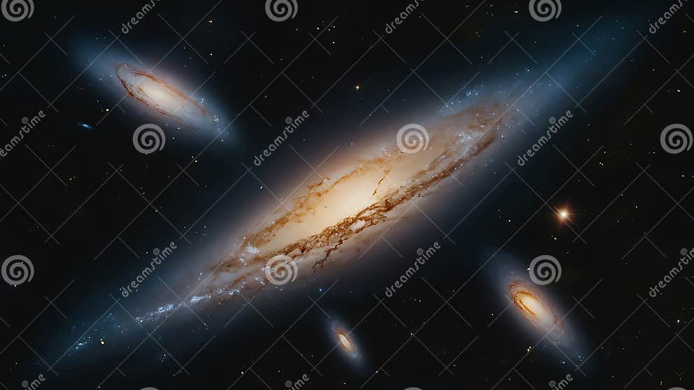 Digital Artwork Depicting a Cosmic Scene with Multiple Galaxies Stock ...