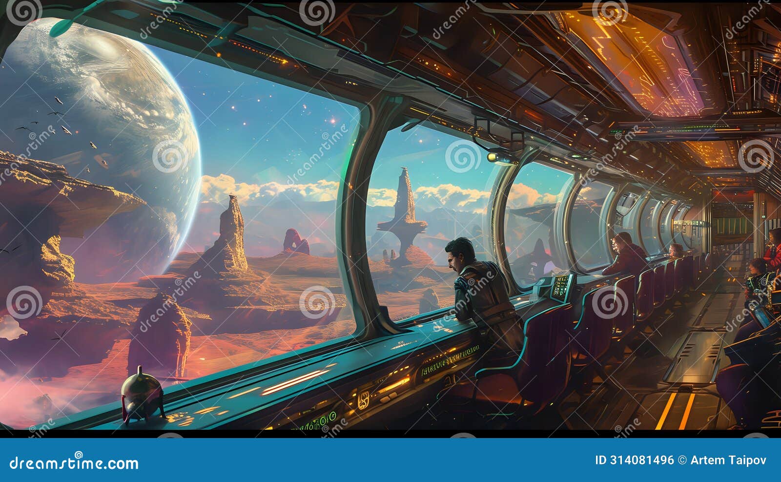 Sci-Fi Train Trek Across Alien Worlds./n Stock Illustration ...