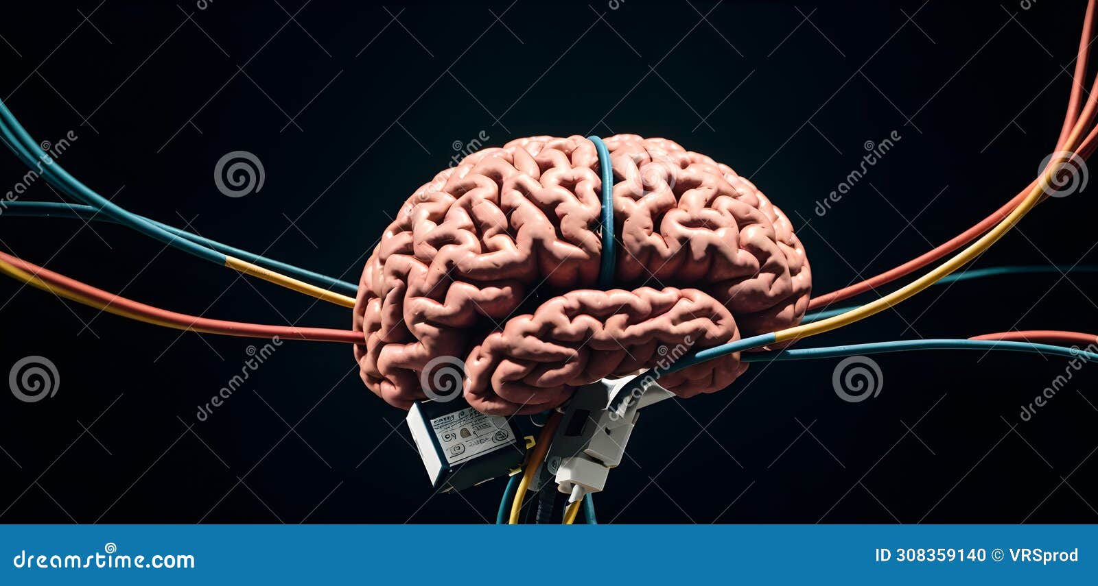 A Computer Generated Image of a Human Brain with Wires Coming Out of it ...