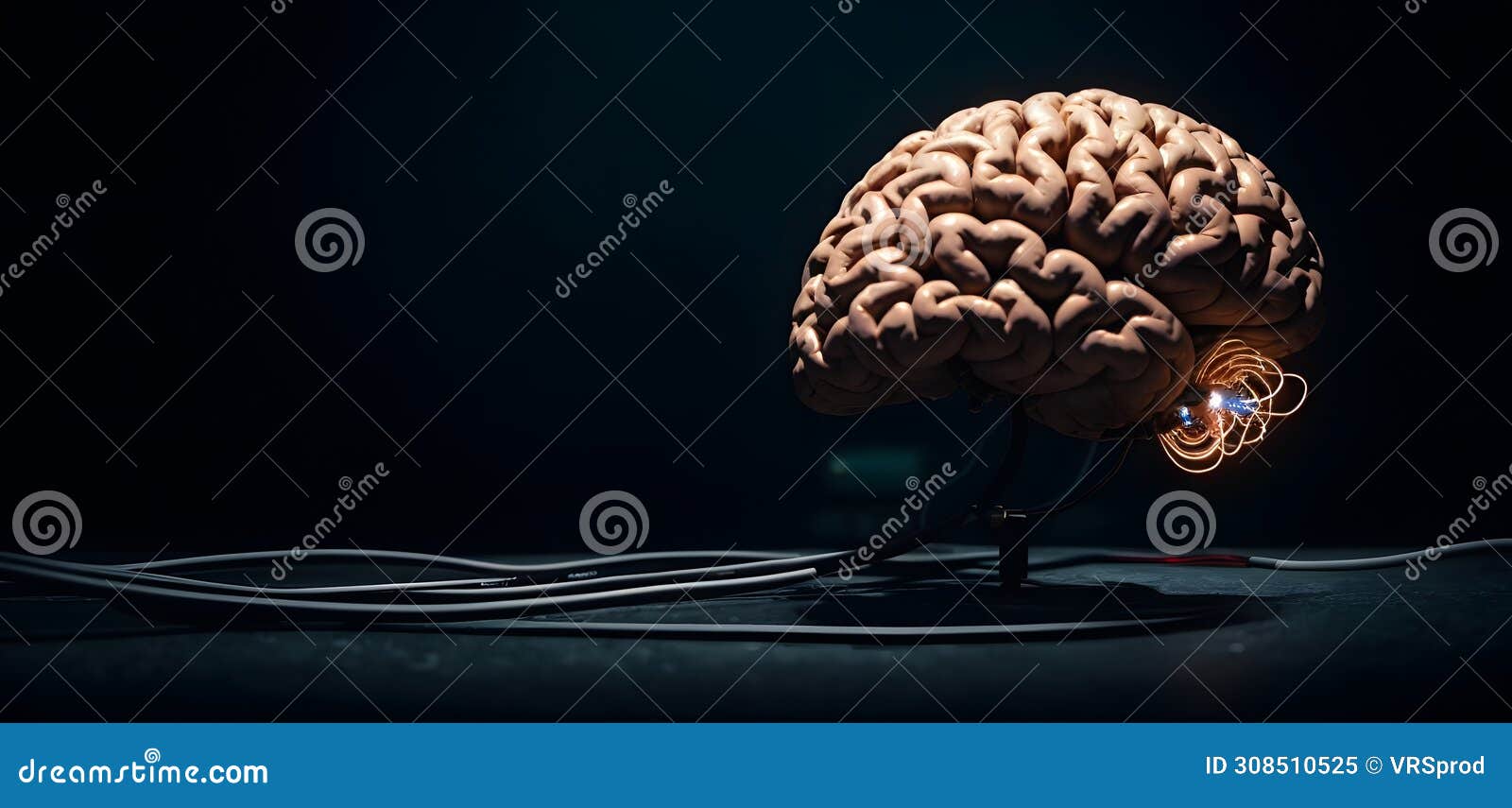 A Computer Generated Image of a Human Brain with Wires Coming Out of it ...