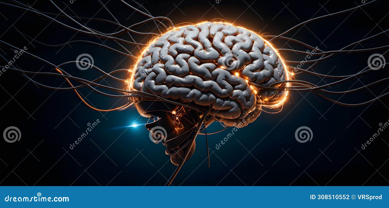 A Computer Generated Image of a Human Brain with Wires Coming Out of it ...