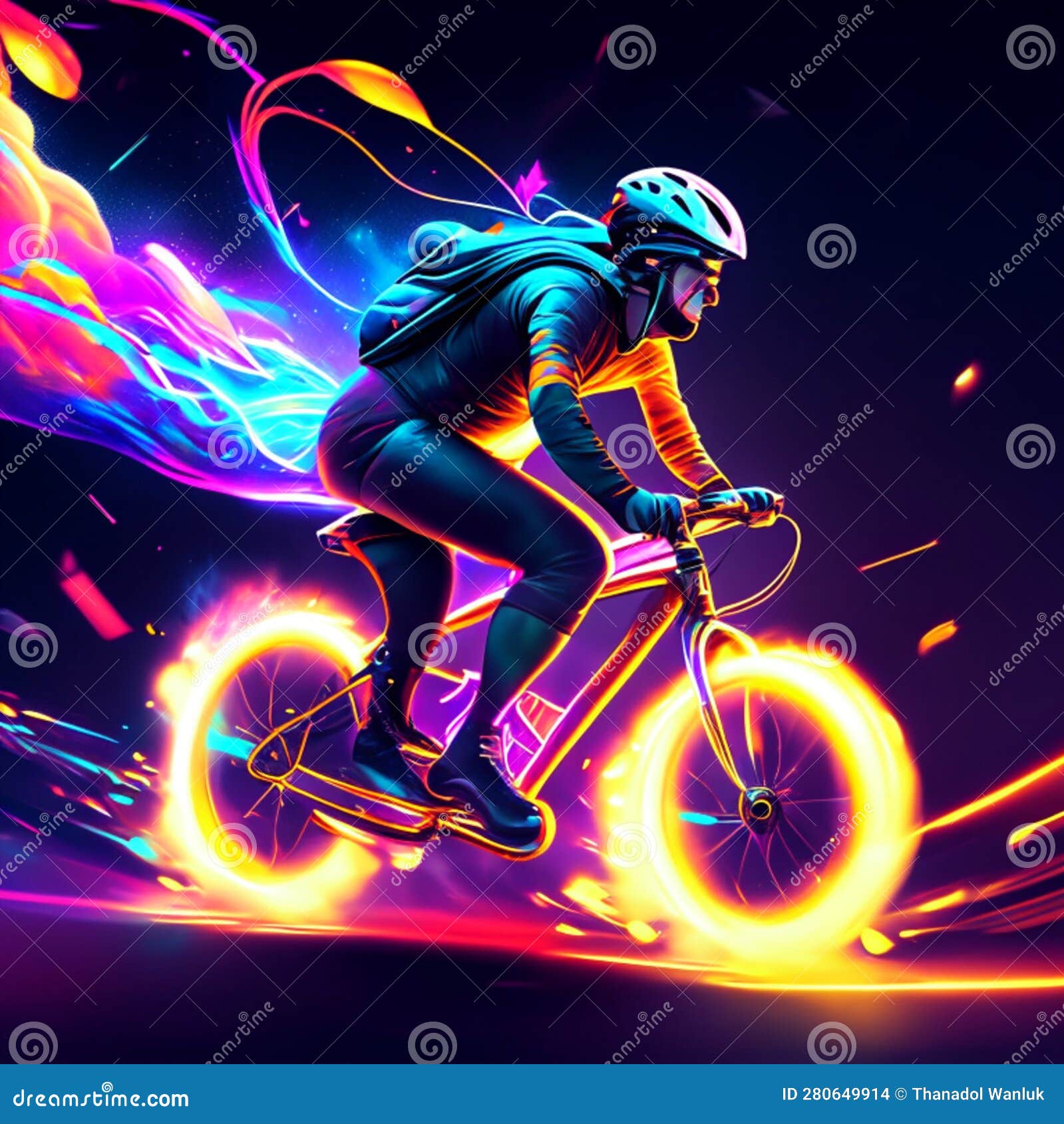 The Digital Artwork Depicts a Vibrant and Dynamic Scene. in the ...