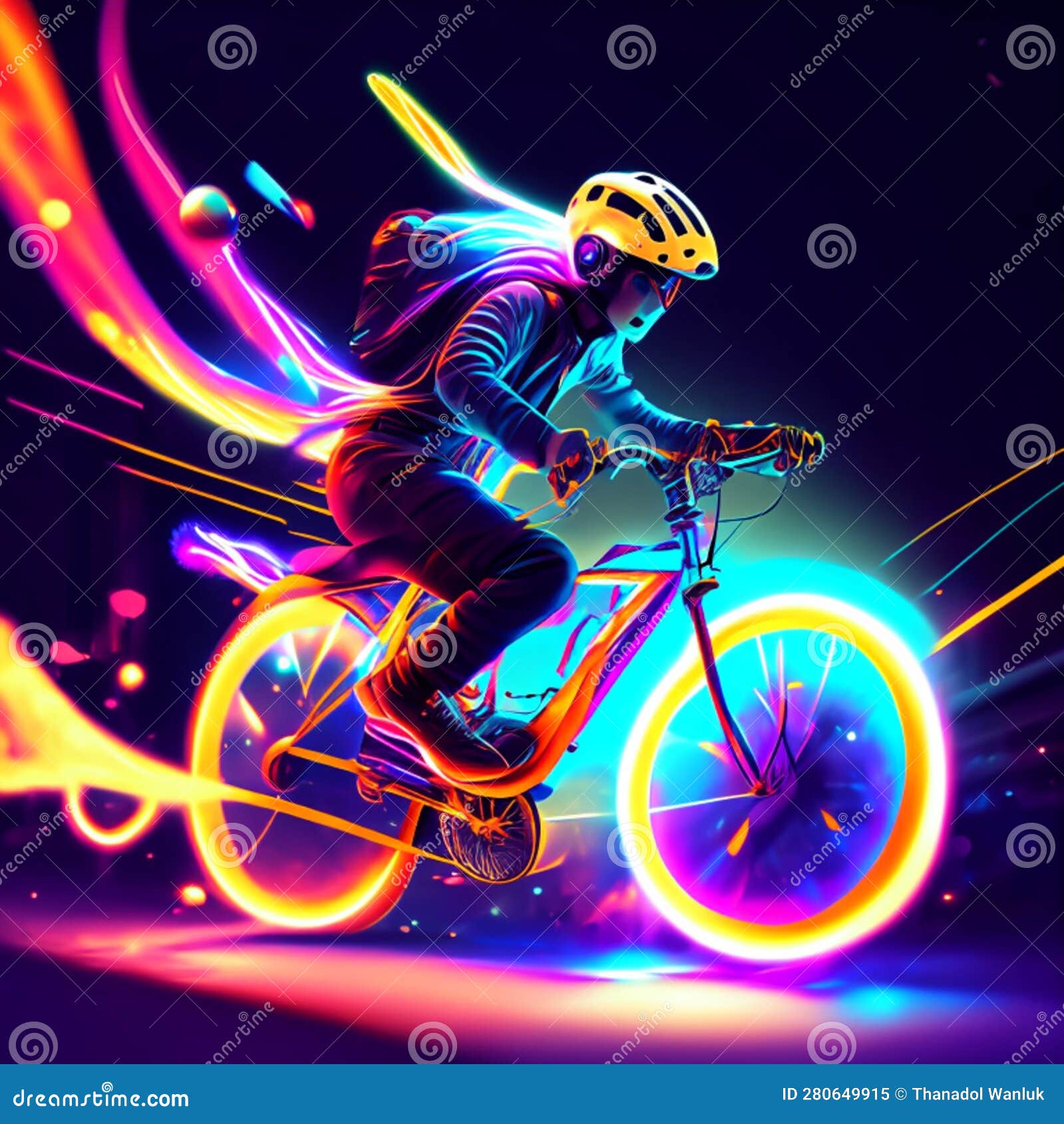 The Digital Artwork Depicts a Vibrant and Dynamic Scene. in the ...
