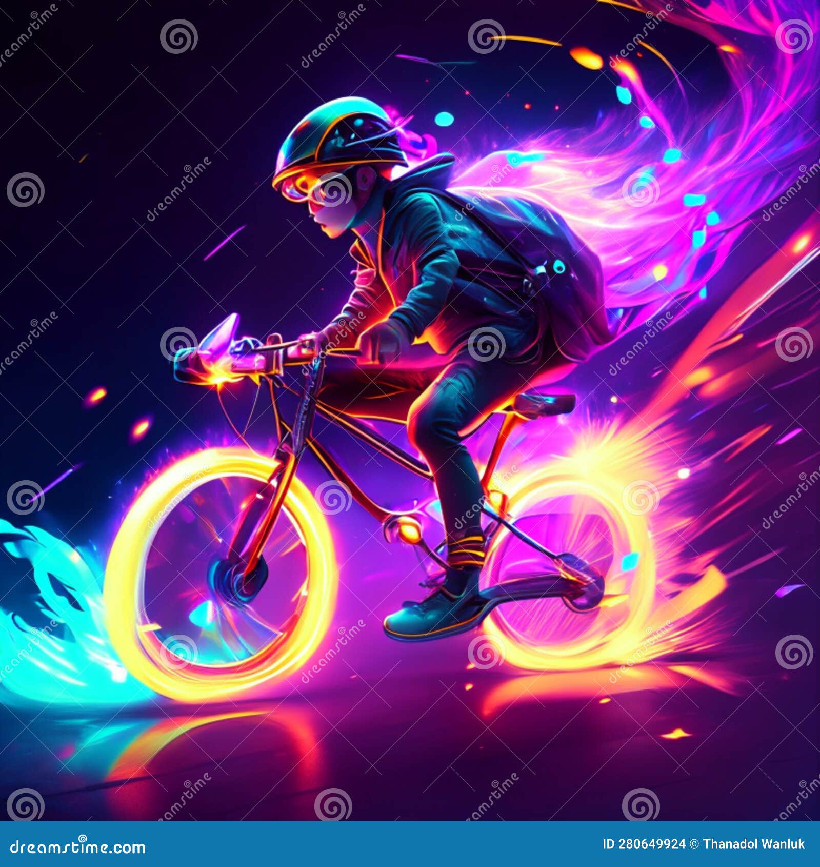 The Digital Artwork Depicts a Vibrant and Dynamic Scene. in the ...