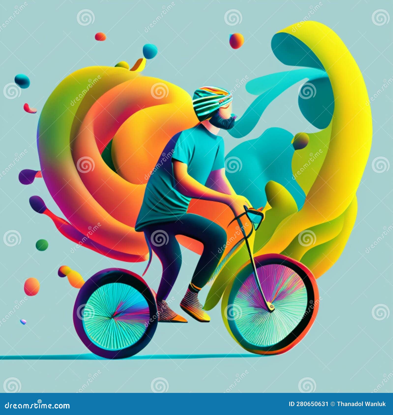 The Digital Artwork Depicts a Vibrant and Dynamic Scene. in the ...