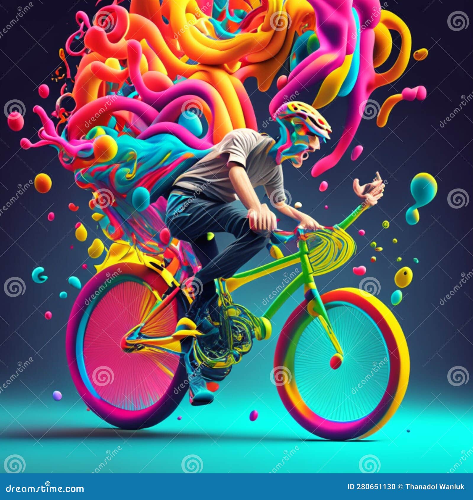 The Digital Artwork Depicts a Vibrant and Dynamic Scene. in the ...