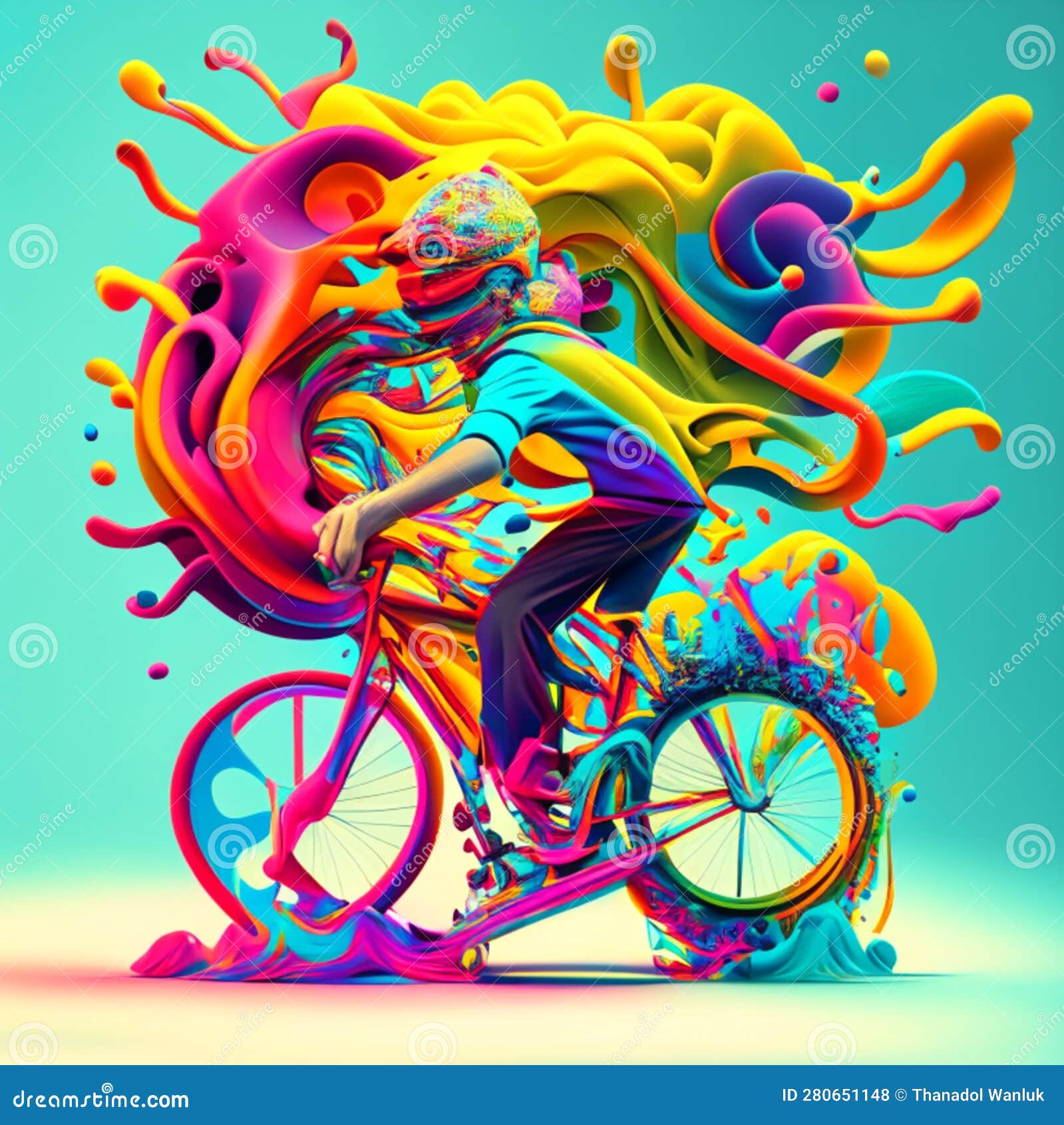 The Digital Artwork Depicts a Vibrant and Dynamic Scene. in the ...