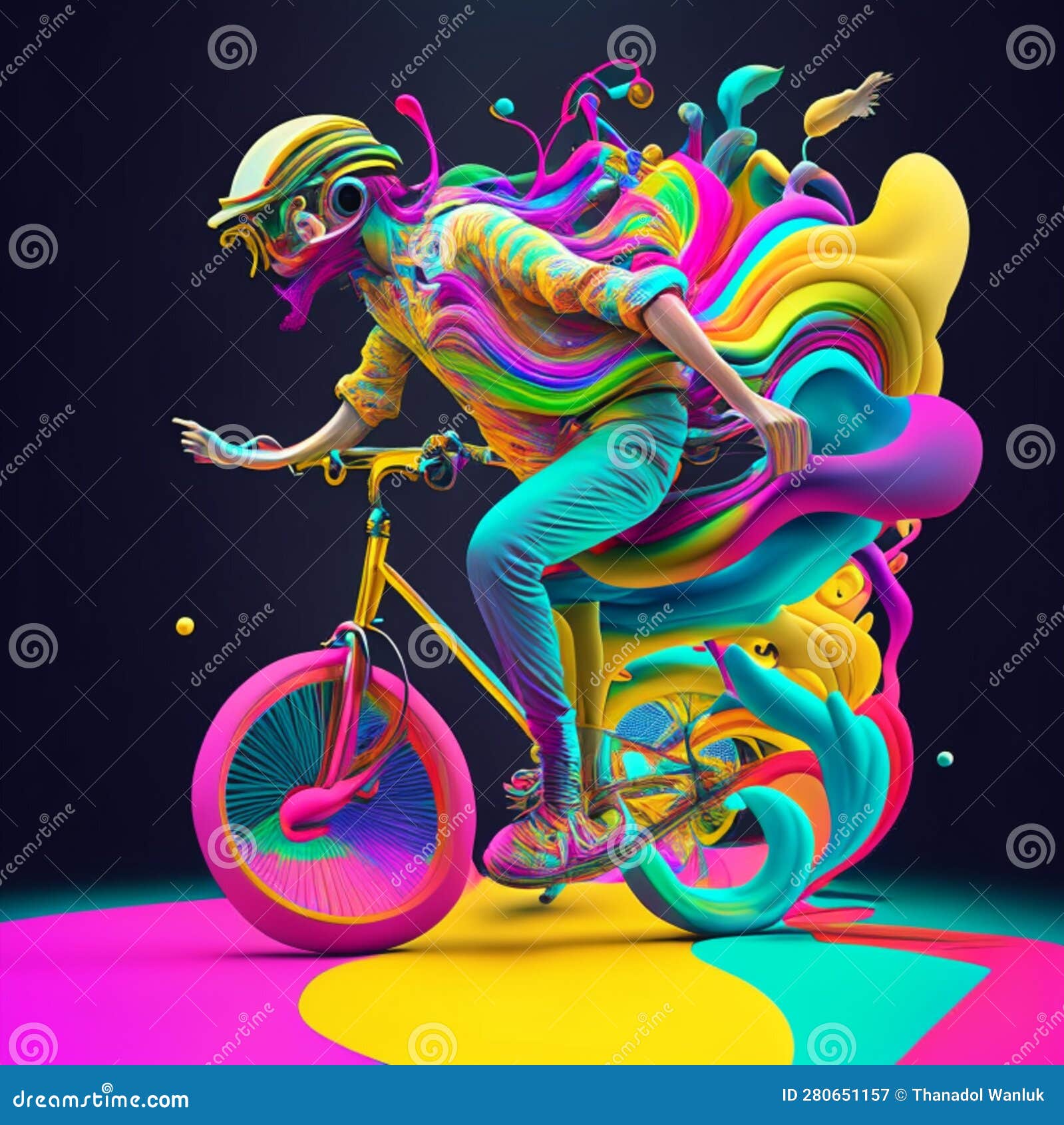The Digital Artwork Depicts a Vibrant and Dynamic Scene. in the ...