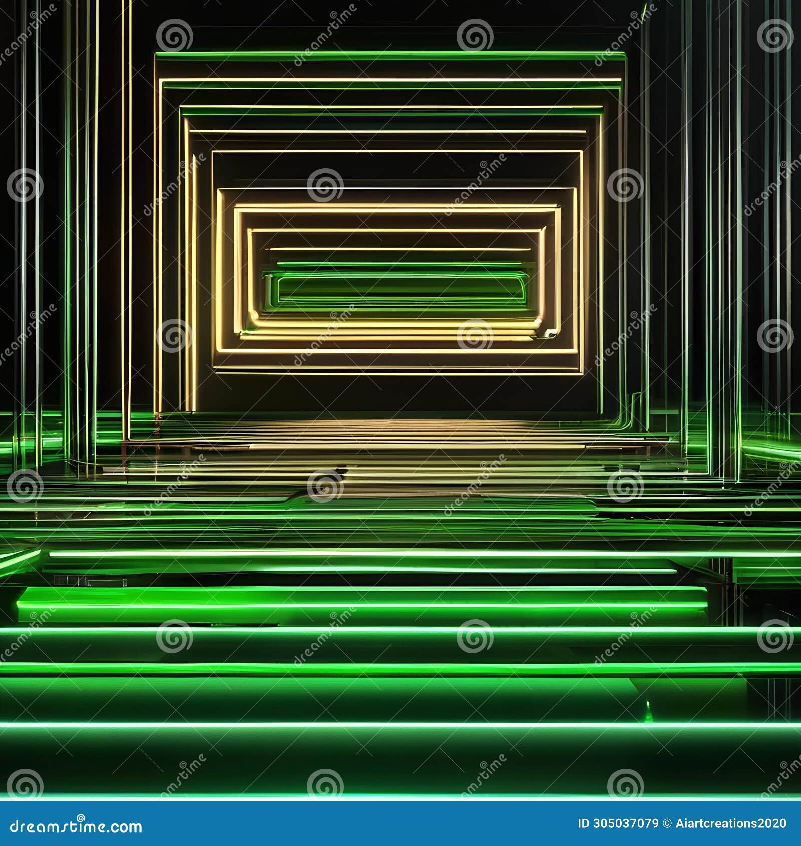 Digital Artwork with Dynamic Green Neon Lines Creating a Visually ...